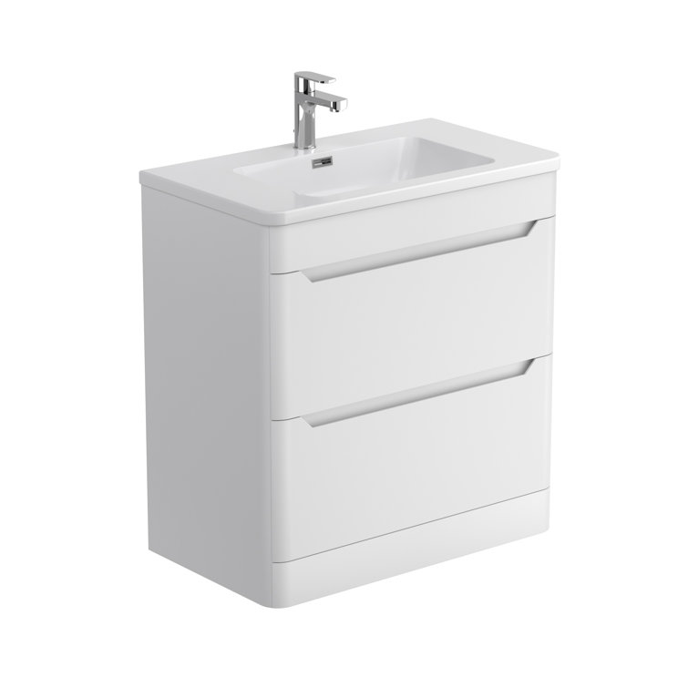 Belfry Bathroom Raqueta 800mm Free Standing Single Bathroom Vanity with Integrated Polyglomerate ...